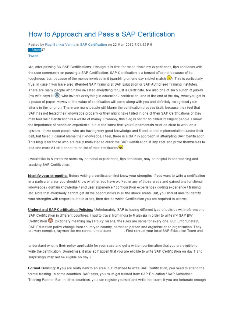 HOW To Crack Certification of SAP | PDF | Question | Test (Assessment)