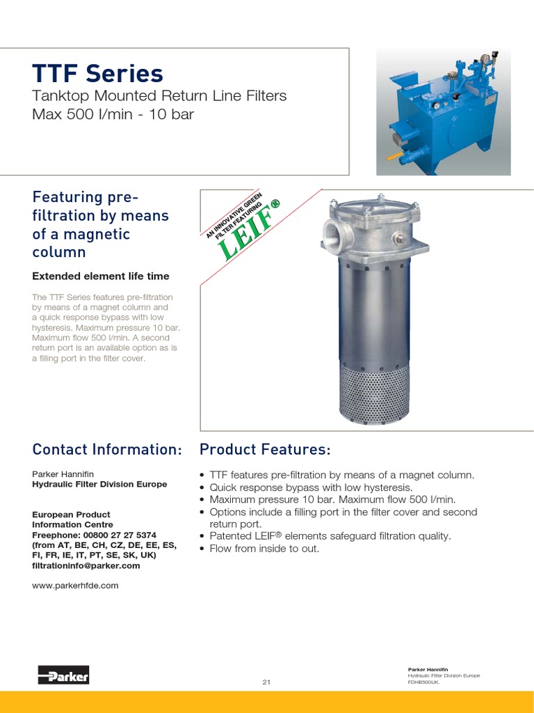 Parker TTF Filteri | PDF | Filtration | Petroleum Reservoir