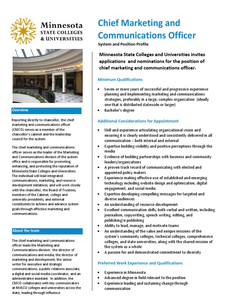 MnSCU Chief Marketing & Communications Officer | PDF | Minnesota ...