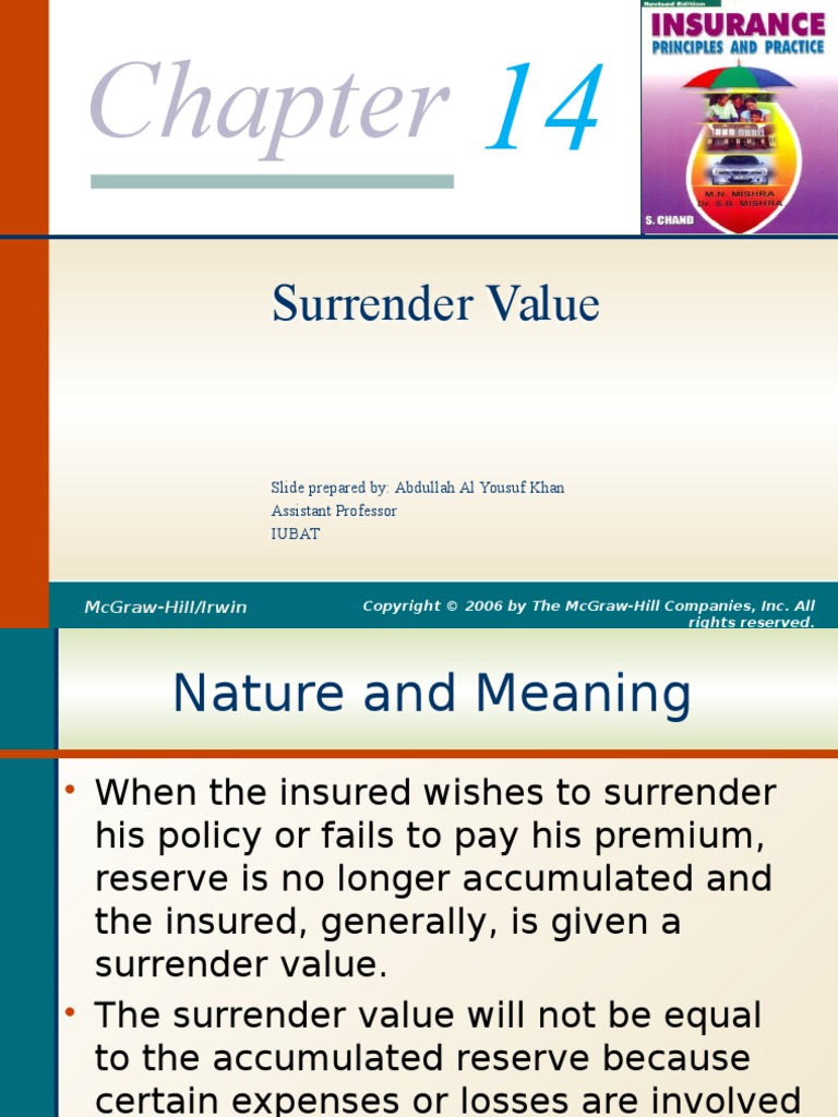 Chapter 14 (Surrender Value) | PDF | Insurance | Financial Risk