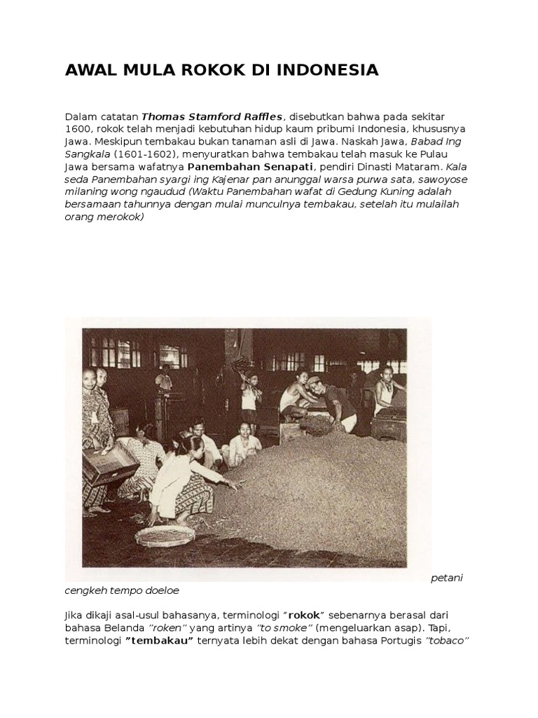 Awal Mula Rokok Di Indonesia | PDF | Sejarah