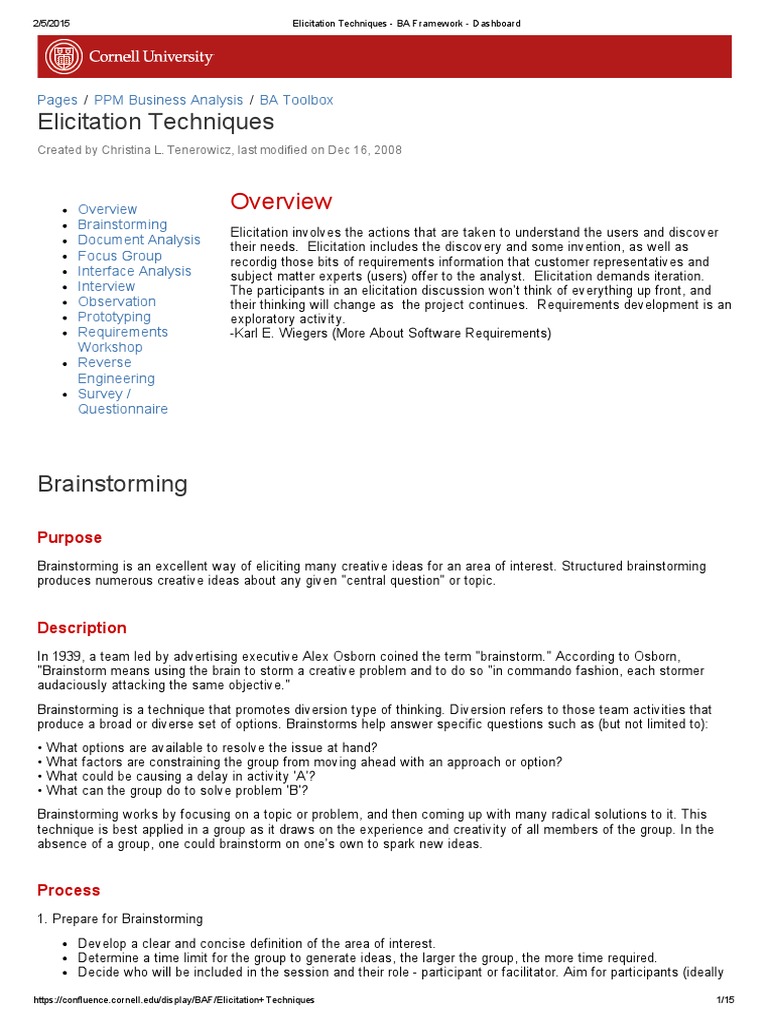 Elicitation Techniques | Survey Methodology | Software Prototyping