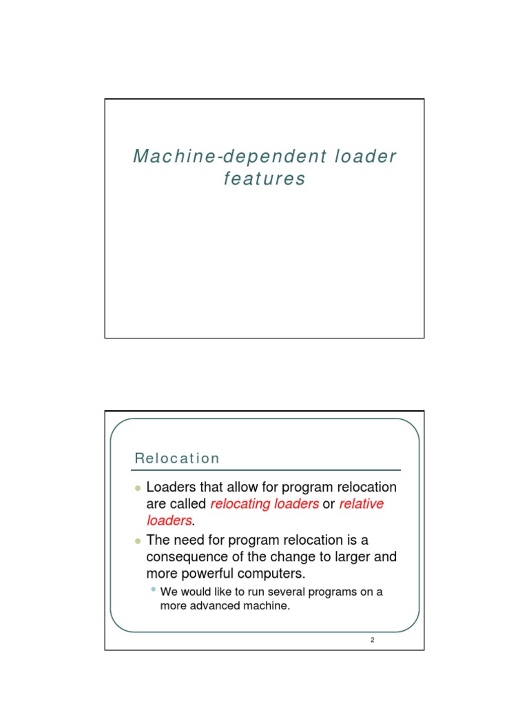 3.2Machine-Dependent Loader Features | PDF | Computer Engineering | Computer Programming