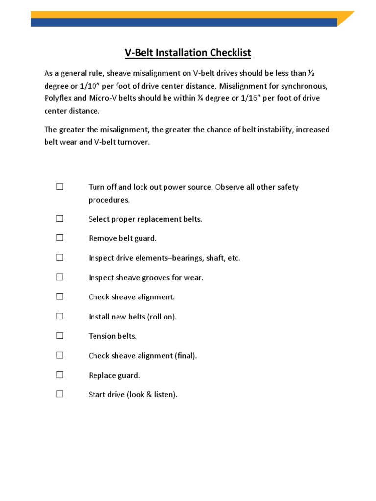 V-Belt Installation and Alignment Guide | PDF | Belt (Mechanical ...
