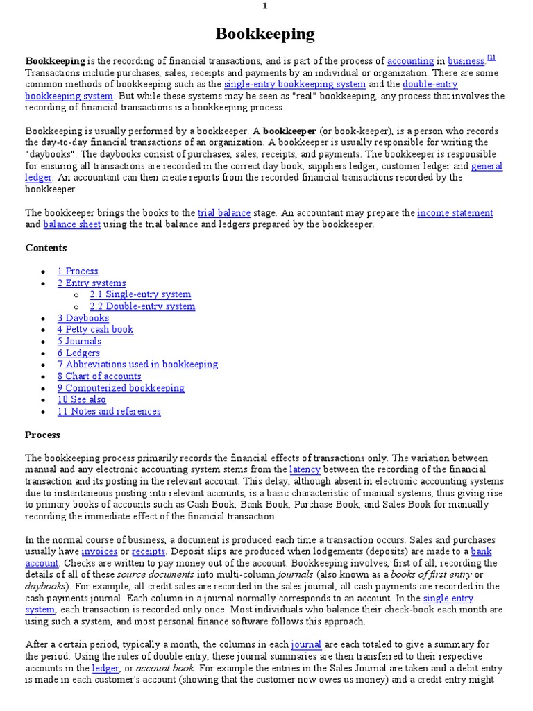 Bookkeeping PDF | PDF | Bookkeeping | Debits And Credits