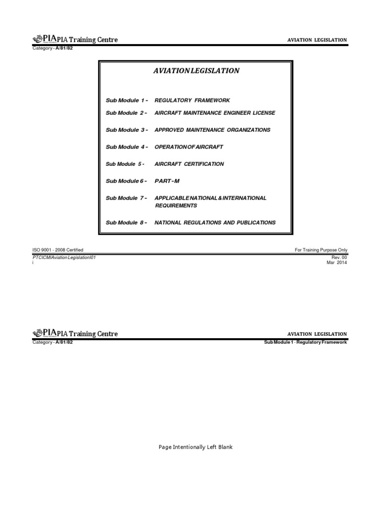 An Introduction to Aviation Legislation and the Regulatory Framework ...