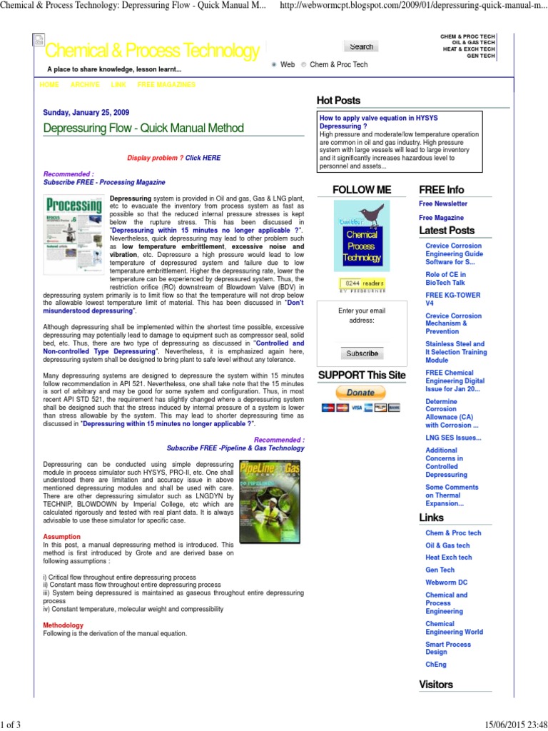 Depressuring Flow - Quick Manual Method | PDF | Gases | Valve
