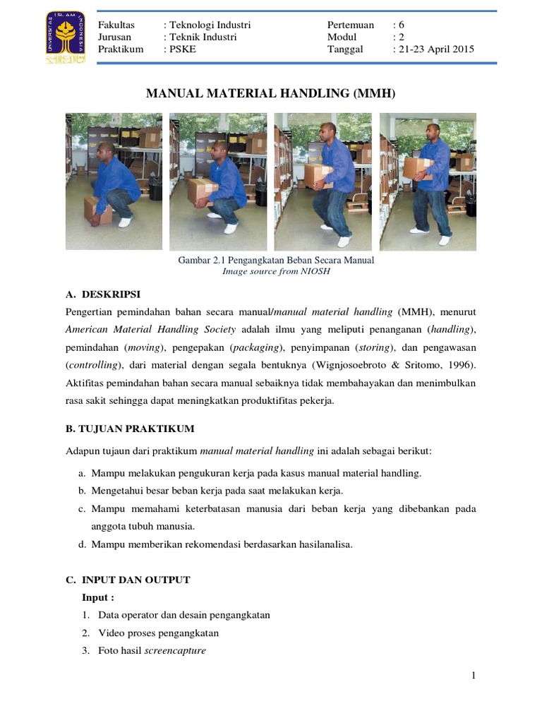 Modul Manual Material Handling Reguler | PDF