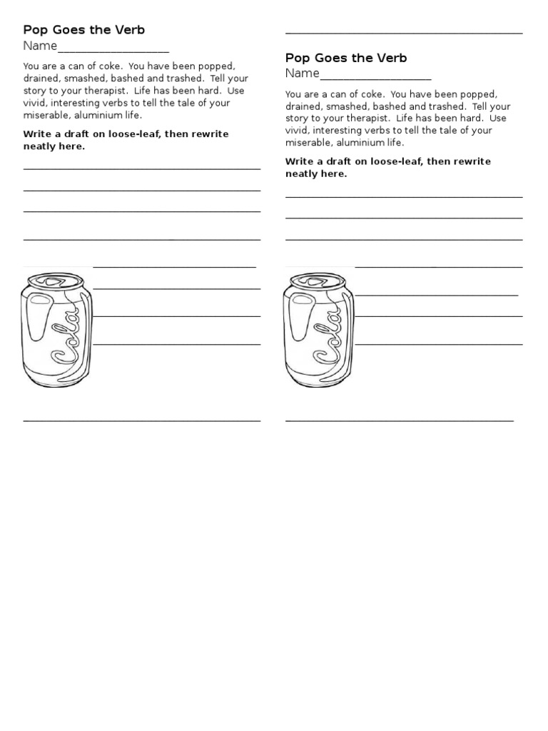 Pop Verb Storytelling Exercise | PDF