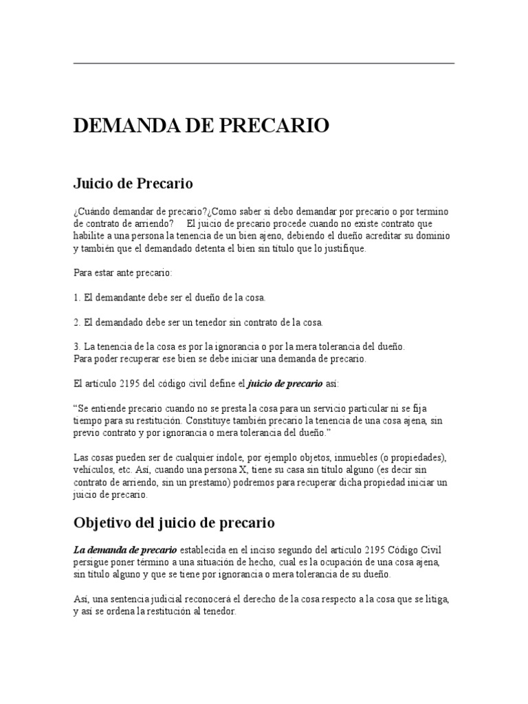 Juicio de Precario | PDF | Propiedad | Información del gobierno