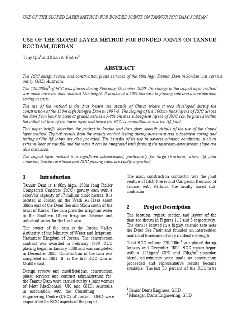 Slope Layer Method For The Construction of RCC Dams | PDF | Dam | Concrete