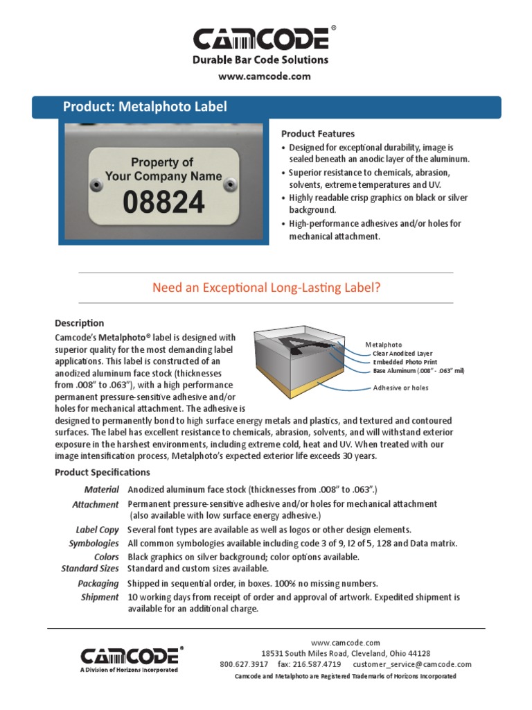 Product: Metalphoto Label: Need An Exceptional Long-Lasting Label ...