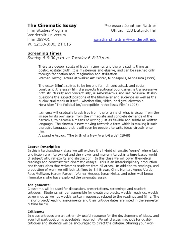 Cinematic Essay Essays Theory