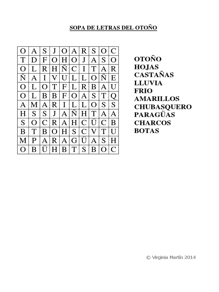 Sopa de Letras Otoño | PDF