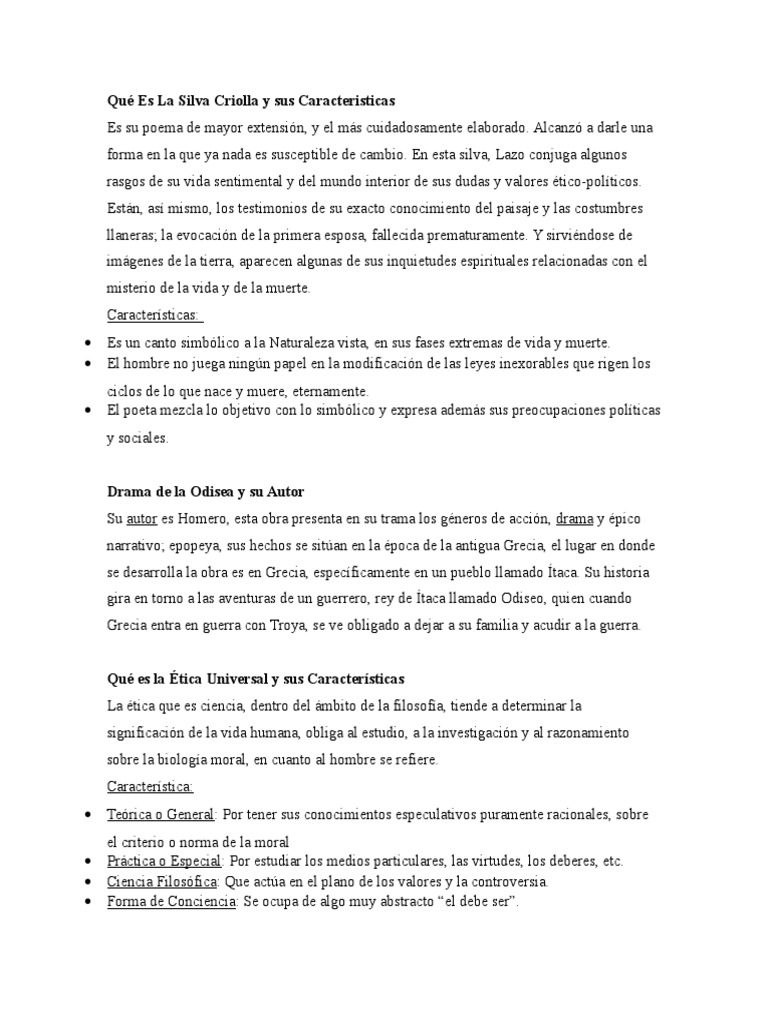 Características de la Silva Criolla | PDF | Poesía épica | Moralidad