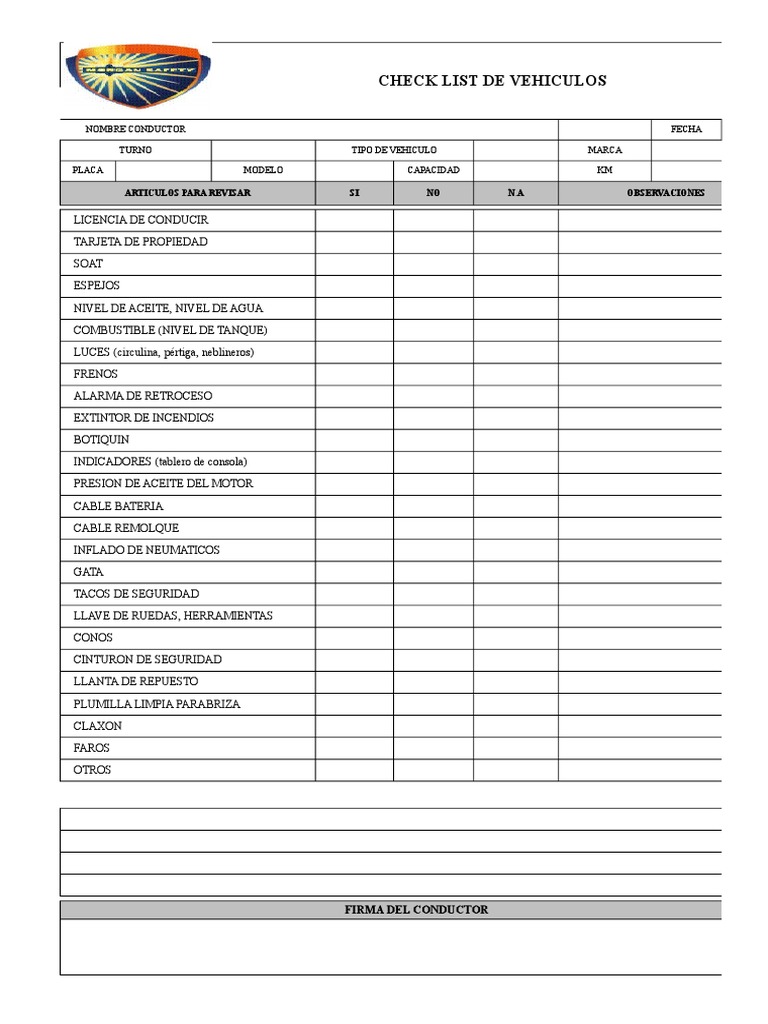 Check List Automotor MSH | PDF