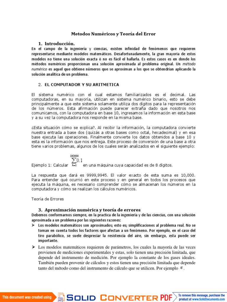 Metodos Numericos y Teoria Del Error | PDF | Análisis numérico | Medición