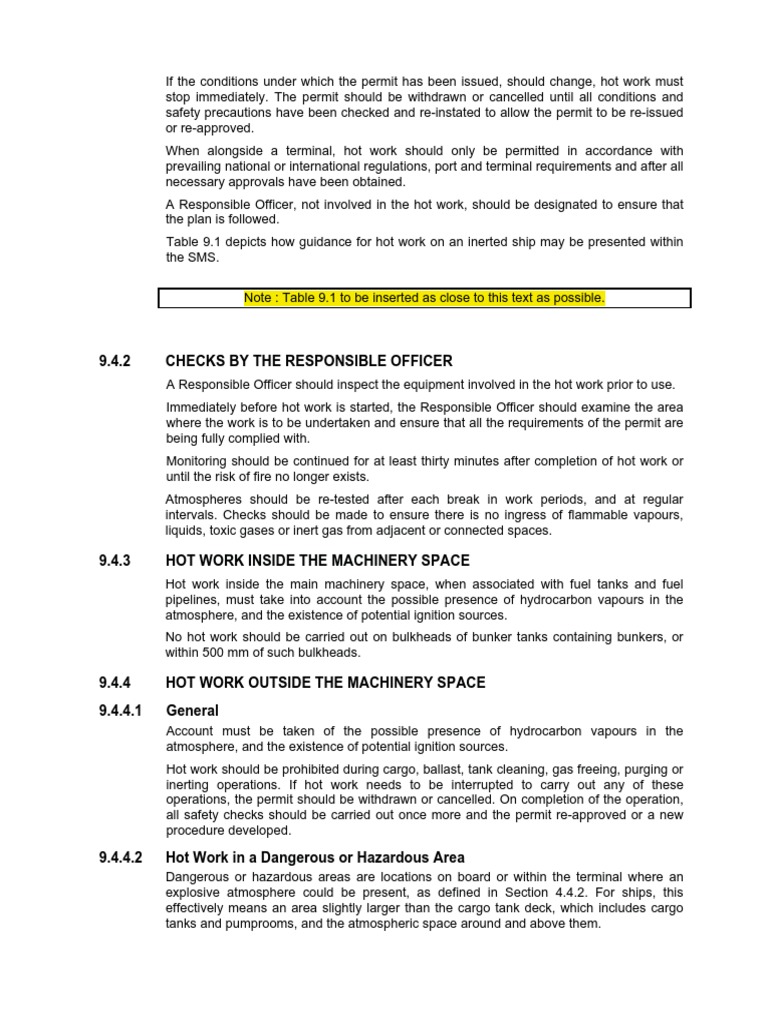Hot Work Safety Guidelines on Ships | PDF | Fuel Oil | Pipeline Transport