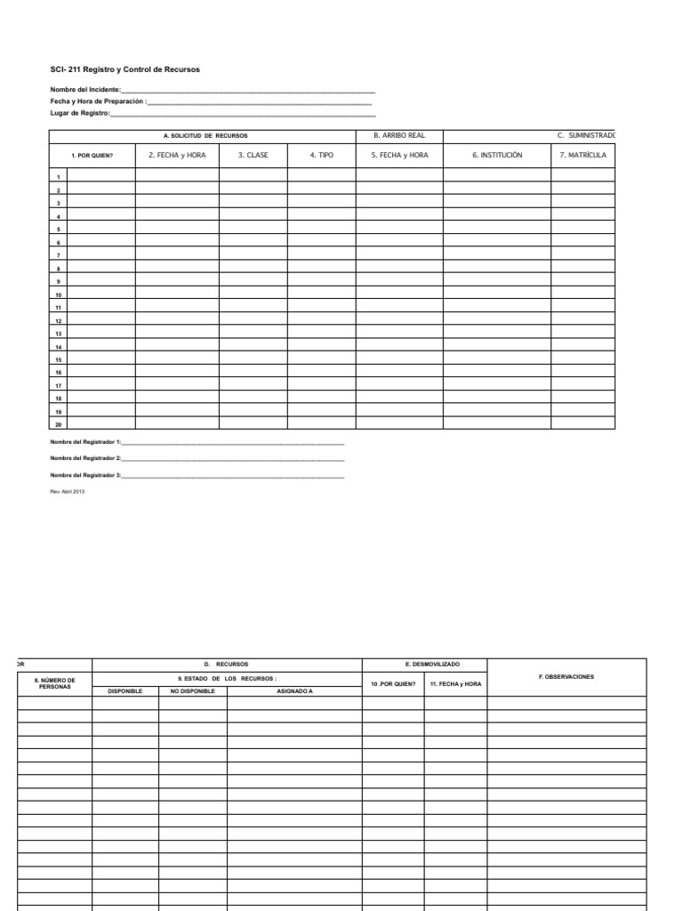 Formularios SCI: 201, 207 y 211 | PDF