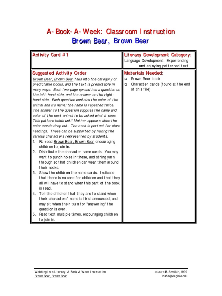 Brown Bear Lesson | PDF | Rhythm | Color