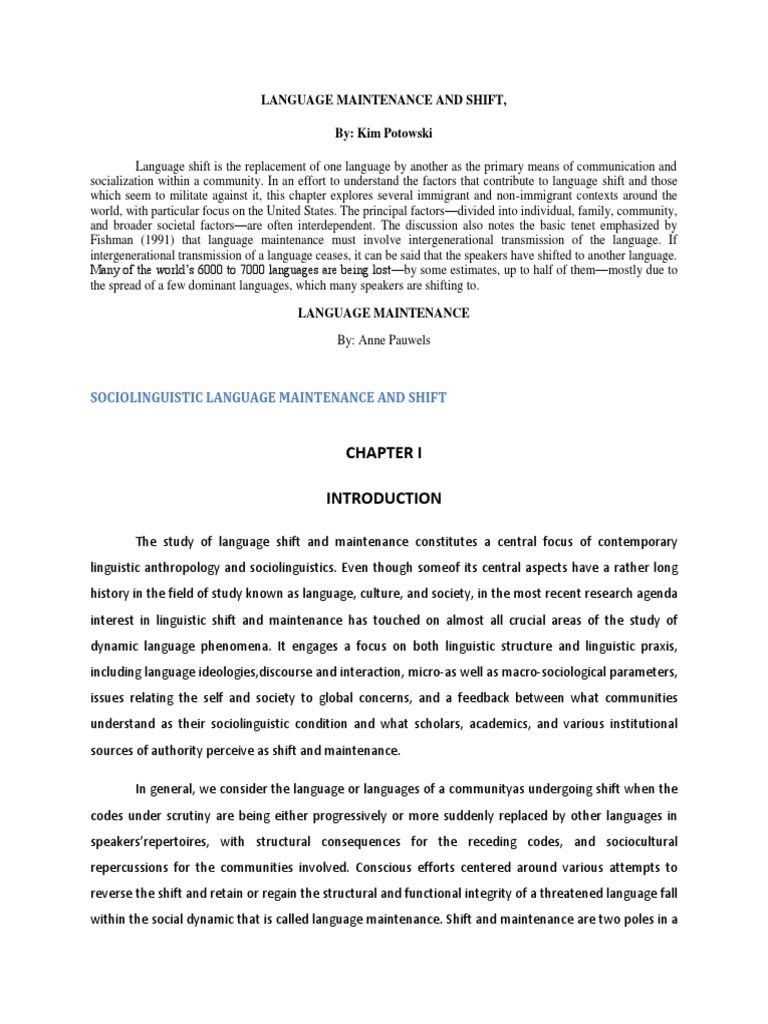 Language Maintenance and Shift | PDF | Multilingualism | Minority Group