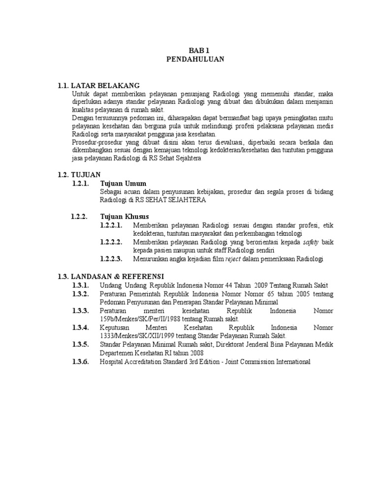 Contoh Pedoman Unit Radiologi | PDF