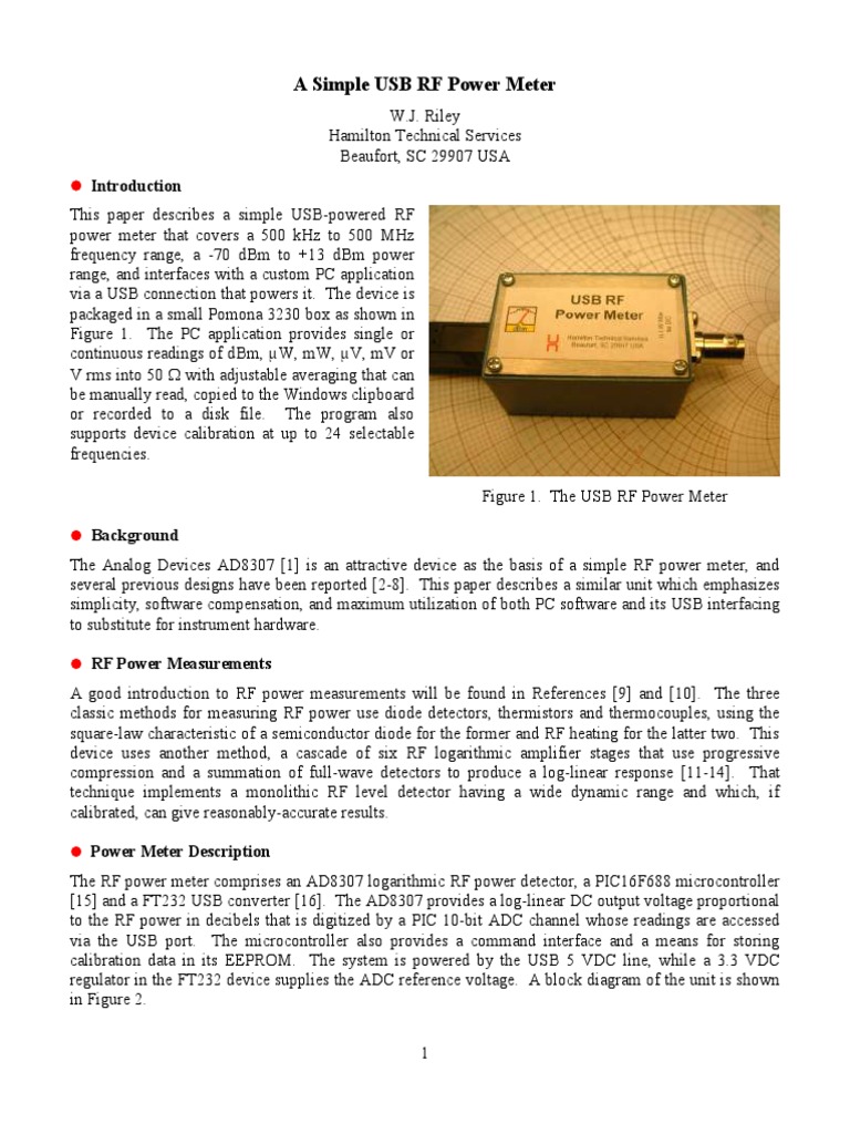 A Simple USB RF Power Meter | PDF | Electrical Connector | Calibration