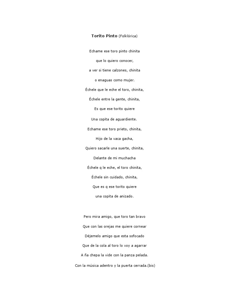 Cancion Torito Pinto | PDF