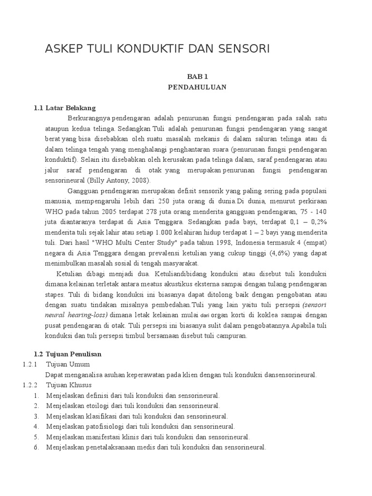 Asuhan Keperawatan Tuli Konduktif & Sensorineural | PDF | Sains & Matematika