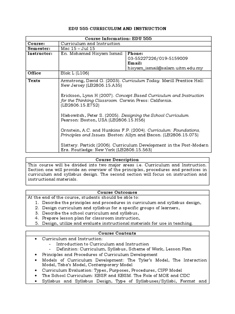 Lesson Plan Curriculum Lesson Plan