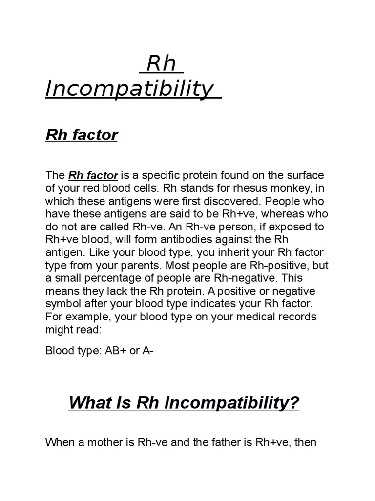 RH Incompatibility | PDF | Blood Type | Hematology