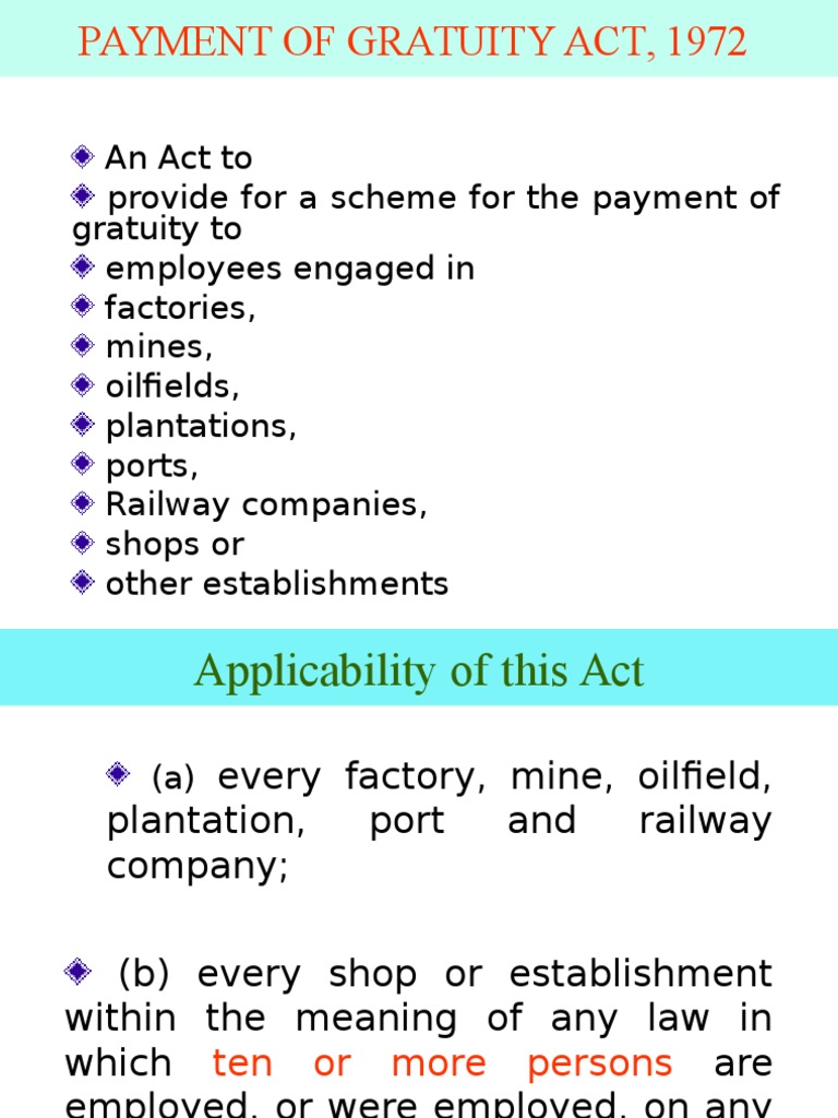 Payment of Gratuity Act-1972 | Wage | Gratuity