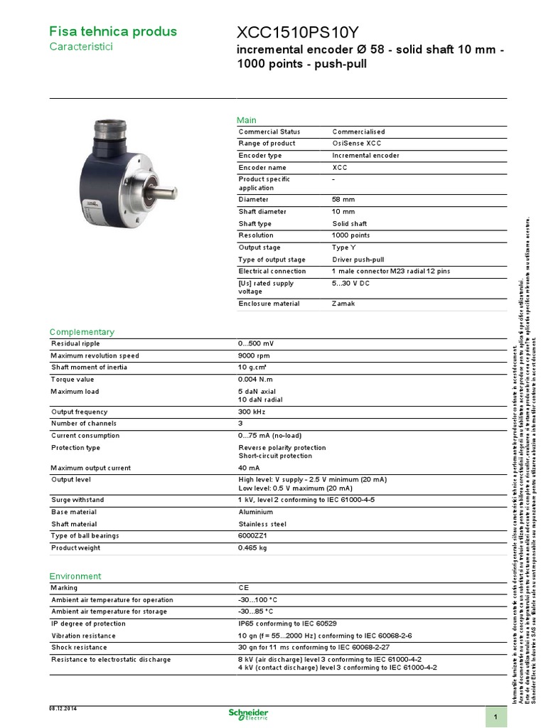 Osisense XCC Xcc1510ps10y | PDF | Physical Quantities | Electrical Equipment