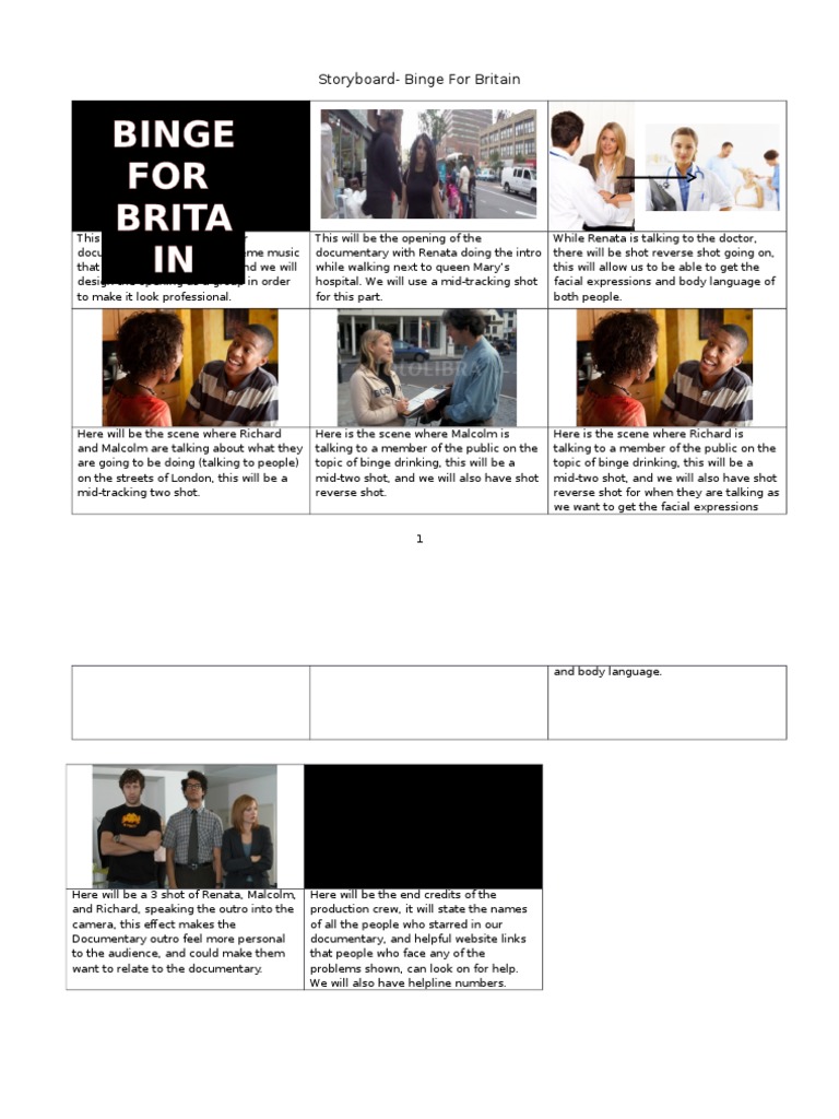 Binge Drinking Documentary Storyboard | PDF | Games & Activities