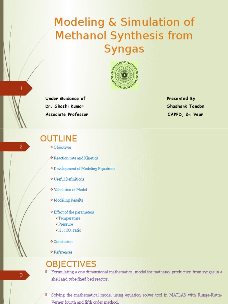 Modeling the Production of Methanol from Syngas in a Shell and Tube ...