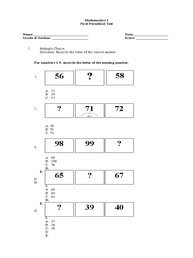 Grade 1 Math Test With Classification | PDF | Teaching Methods & Materials