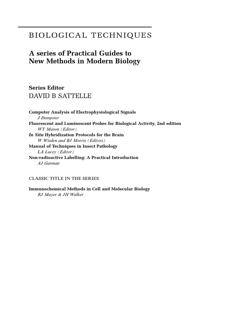 Biological Techniques in Modern Biology | PDF | Scientific Techniques ...