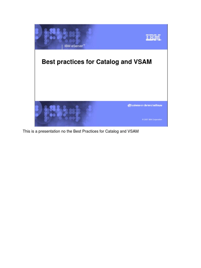 ZOS Catalog and VSAM Best Practices | PDF | Computer Architecture | Data