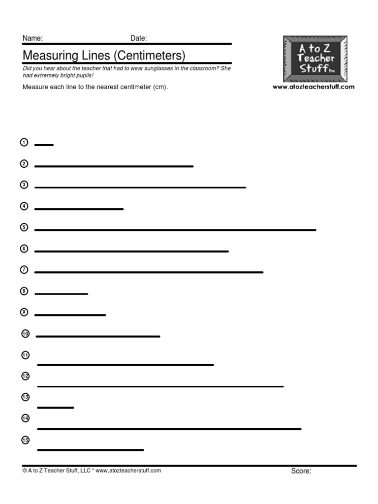 Measuring Lines (Centimeters) : Name: Date | PDF