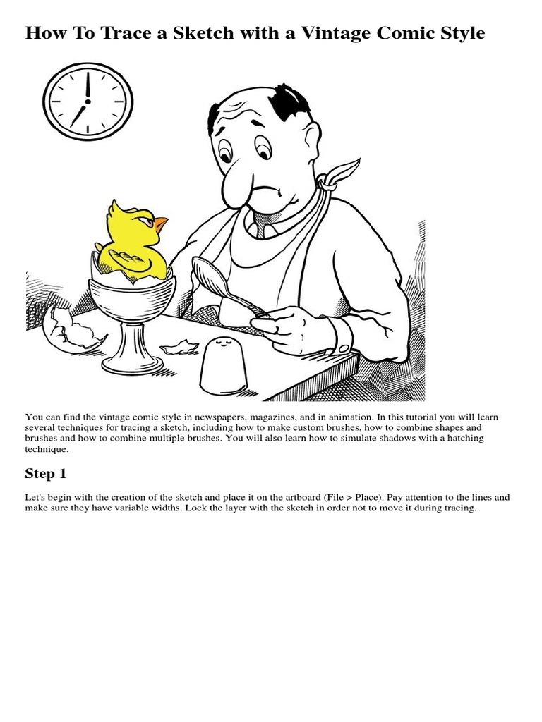 How To Trace A Sketch With A Vintage Comic Style | PDF | Shape ...