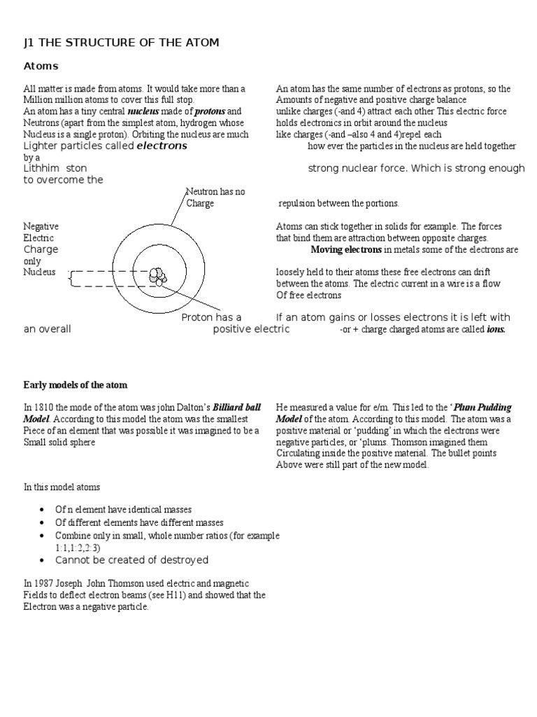 Structure of Atom | PDF | Atoms | Atomic Nucleus