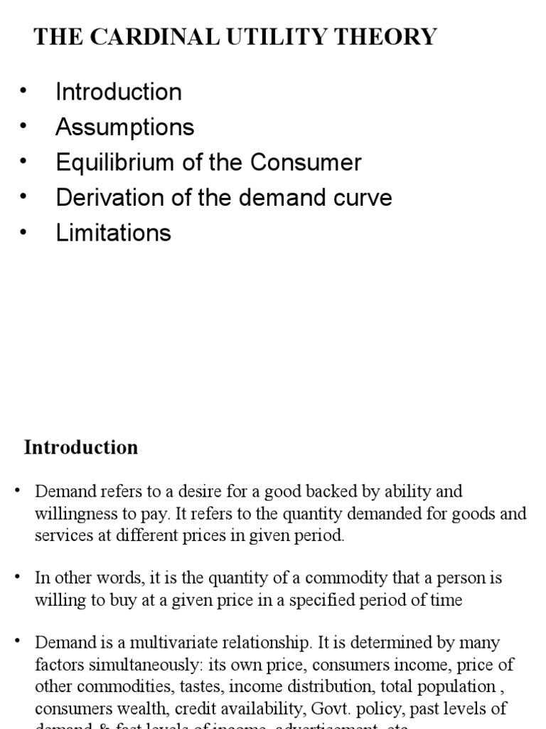 2 The Cardinal Utility Theory | PDF | Utility | Marginal Utility