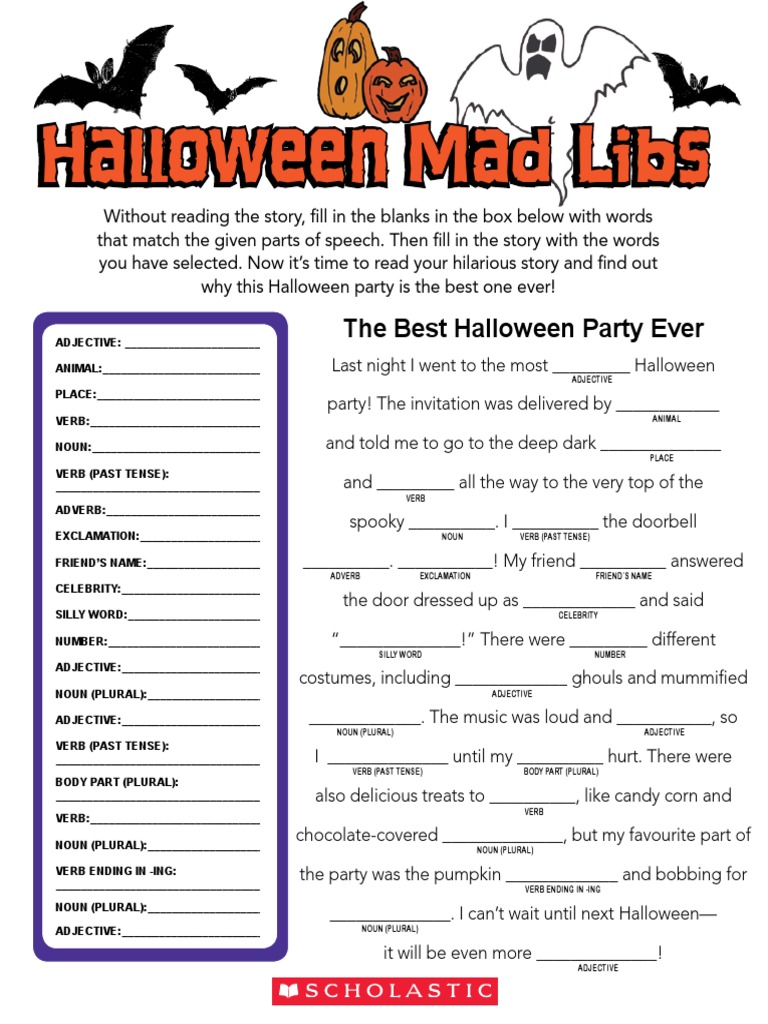 Halloween Mad Libs | PDF | General Fiction
