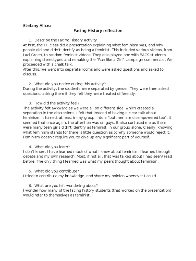 Facing History Reflection 2015 | PDF