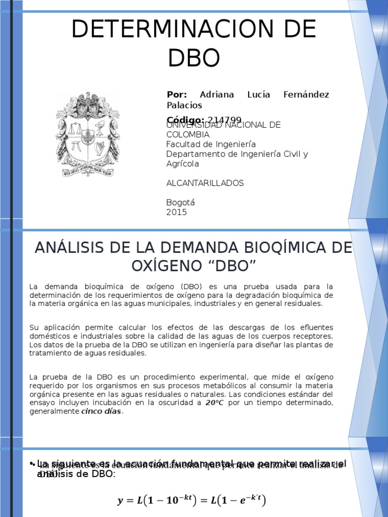 Determinacion de DBO | PDF | Aguas residuales | Ecuaciones