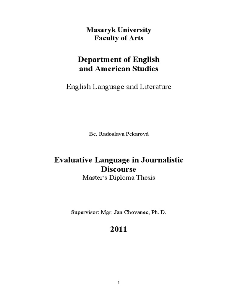 Evaluative Language in Journalistic Discourse | PDF | Journalism | News