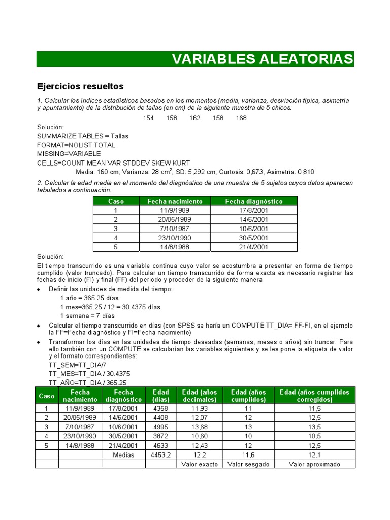VARIABLE ALEATORIA Ejercicios Resueltos | PDF | Media | Desviación Estándar