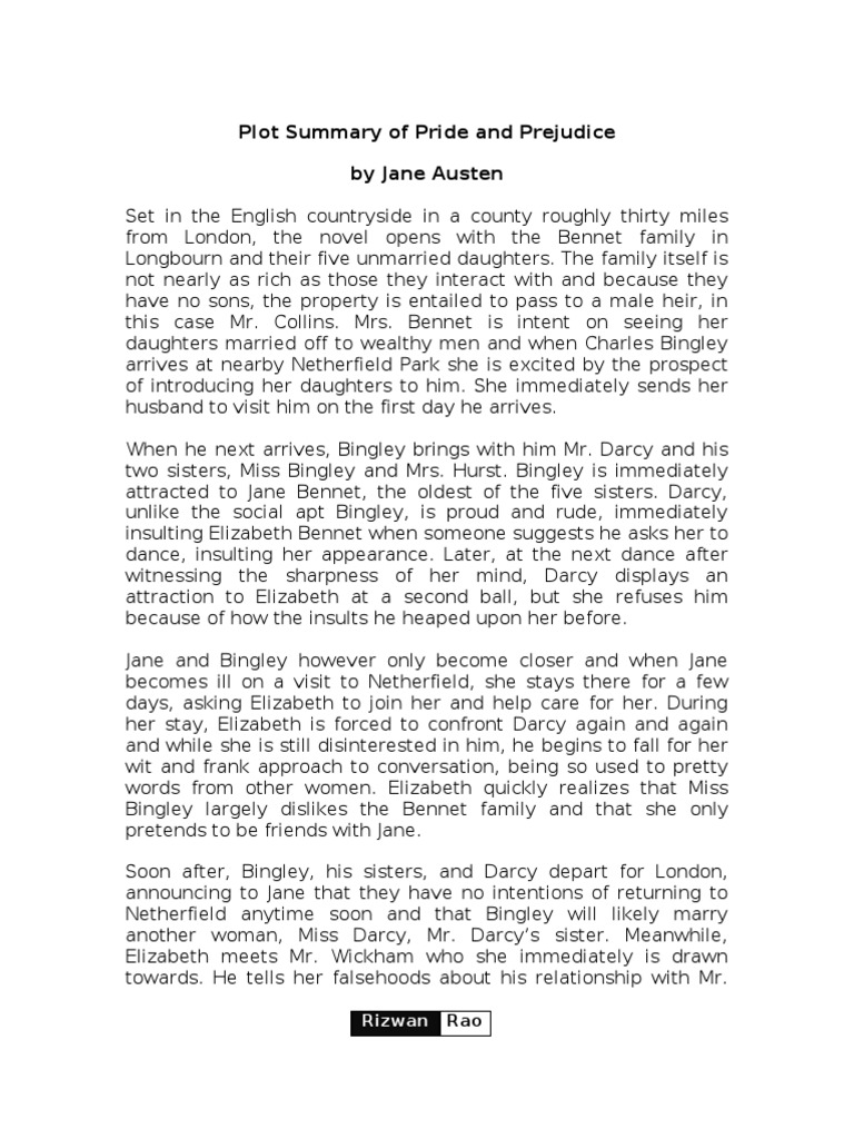 Plot Summary of Pride n Prejudice | Pride And Prejudice | Mr. Darcy