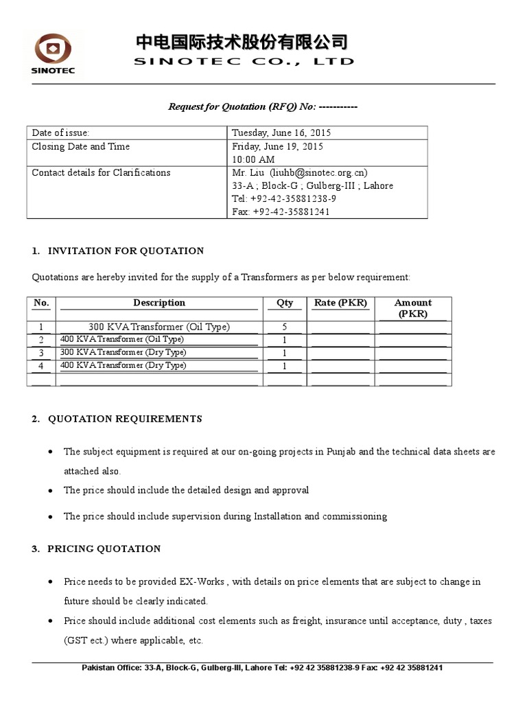 RFQ - Transformers | PDF | Transformer | Alternating Current
