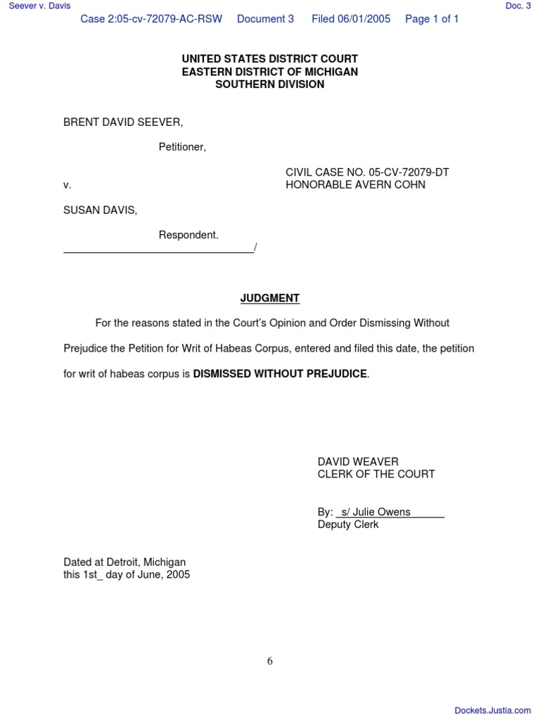 Seever v. Davis - Document No. 3 | PDF | Law